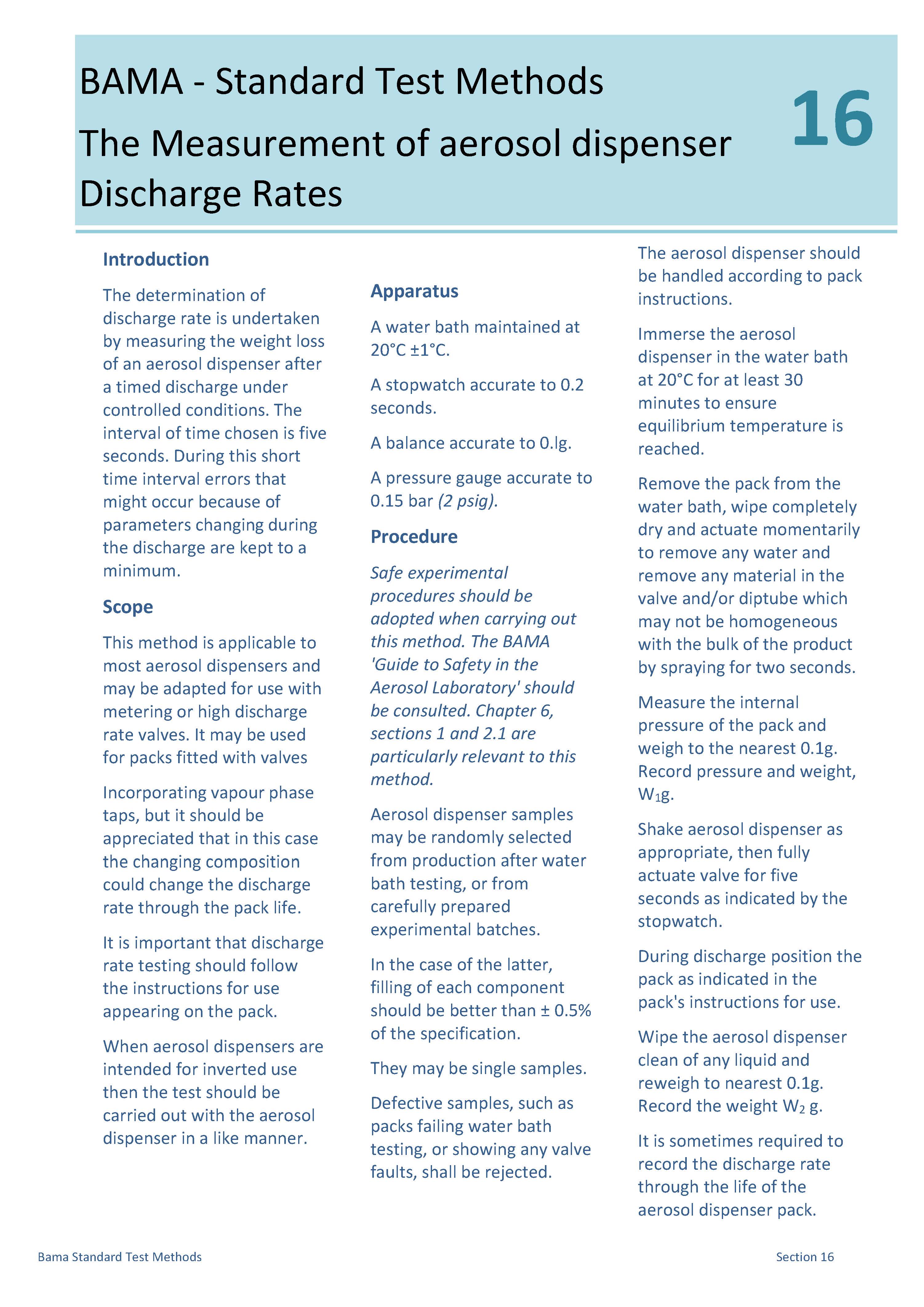 16 - The Measurement of Aerosol Discharge Rates