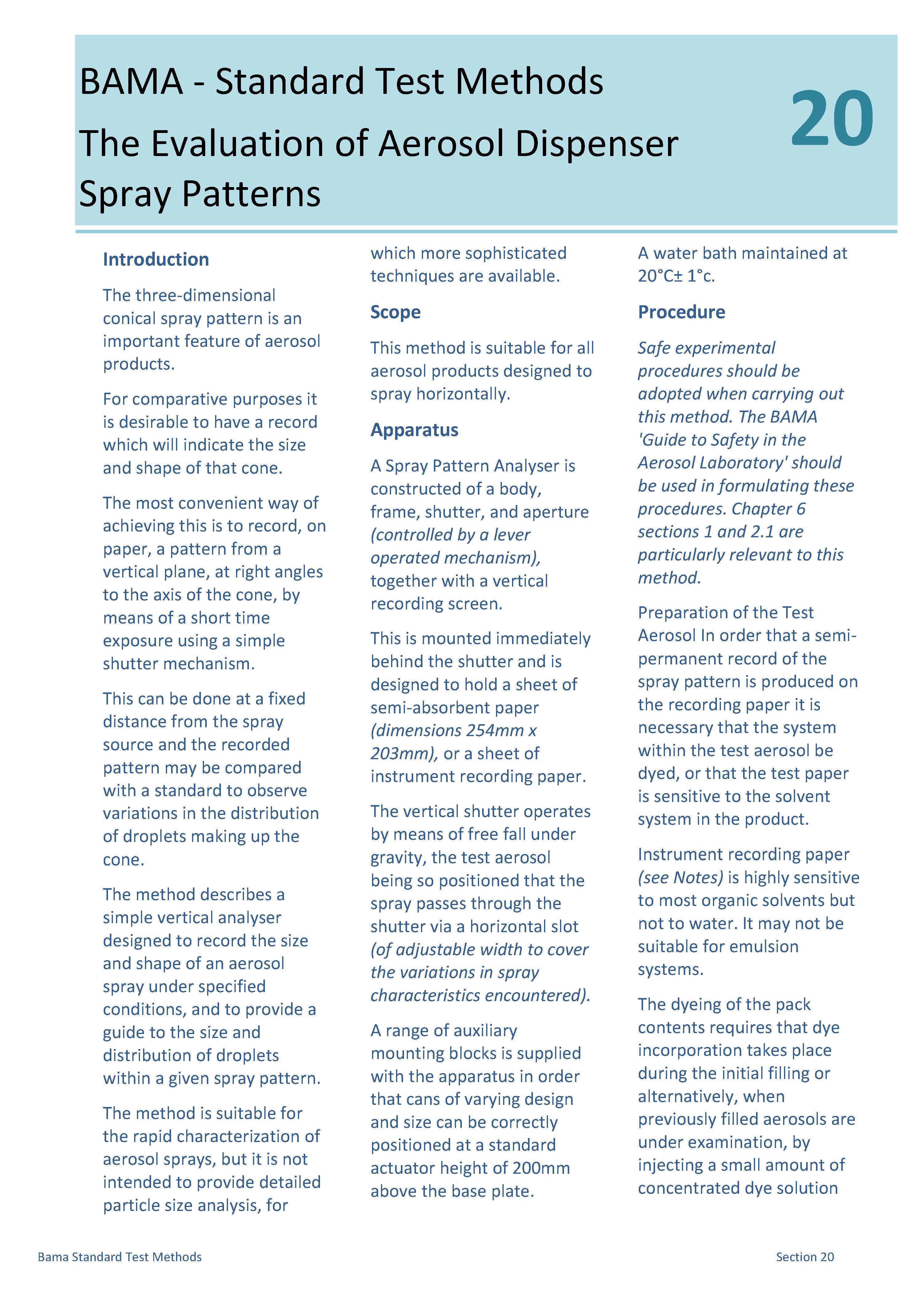 20 - The Evaluation of Aerosol Spray Patterns